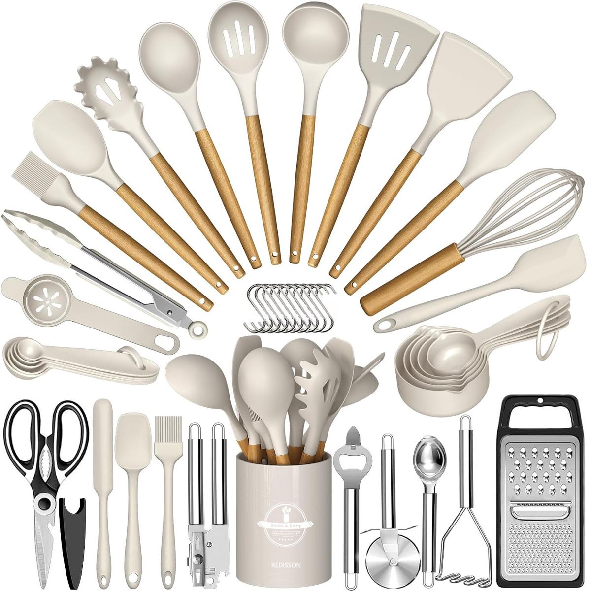 Cooking Utensil Set 44 Piece Multi-function Silicone Set with Holder ...