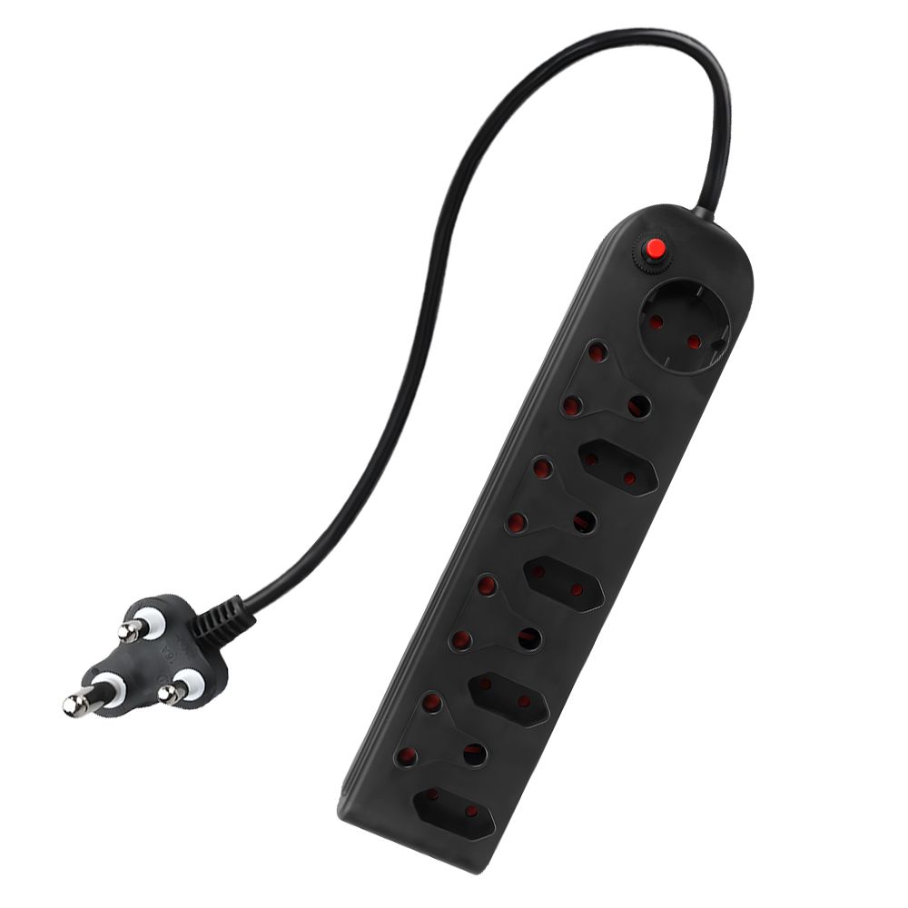 Redisson 9 Way Multi-Plug Adapter Fire Resistant 4x16A,4x5A-Black ...