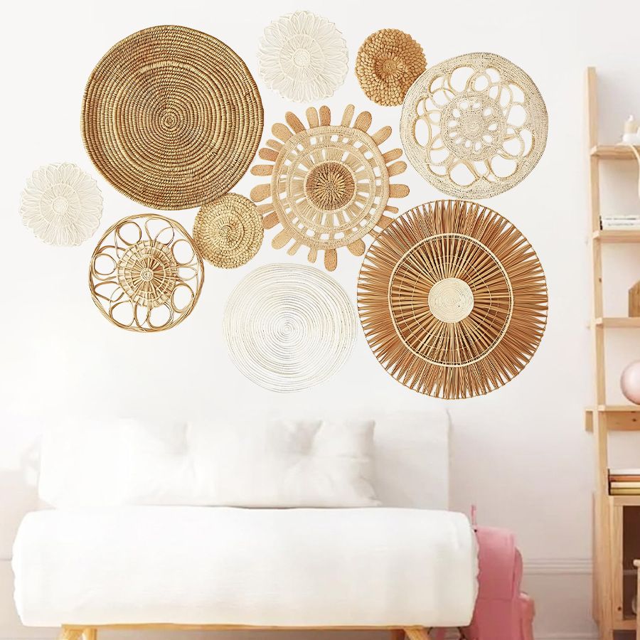 Bohemian Rattan Basket Sticker Wall Decor For Office, Home & Bedrooms ...
