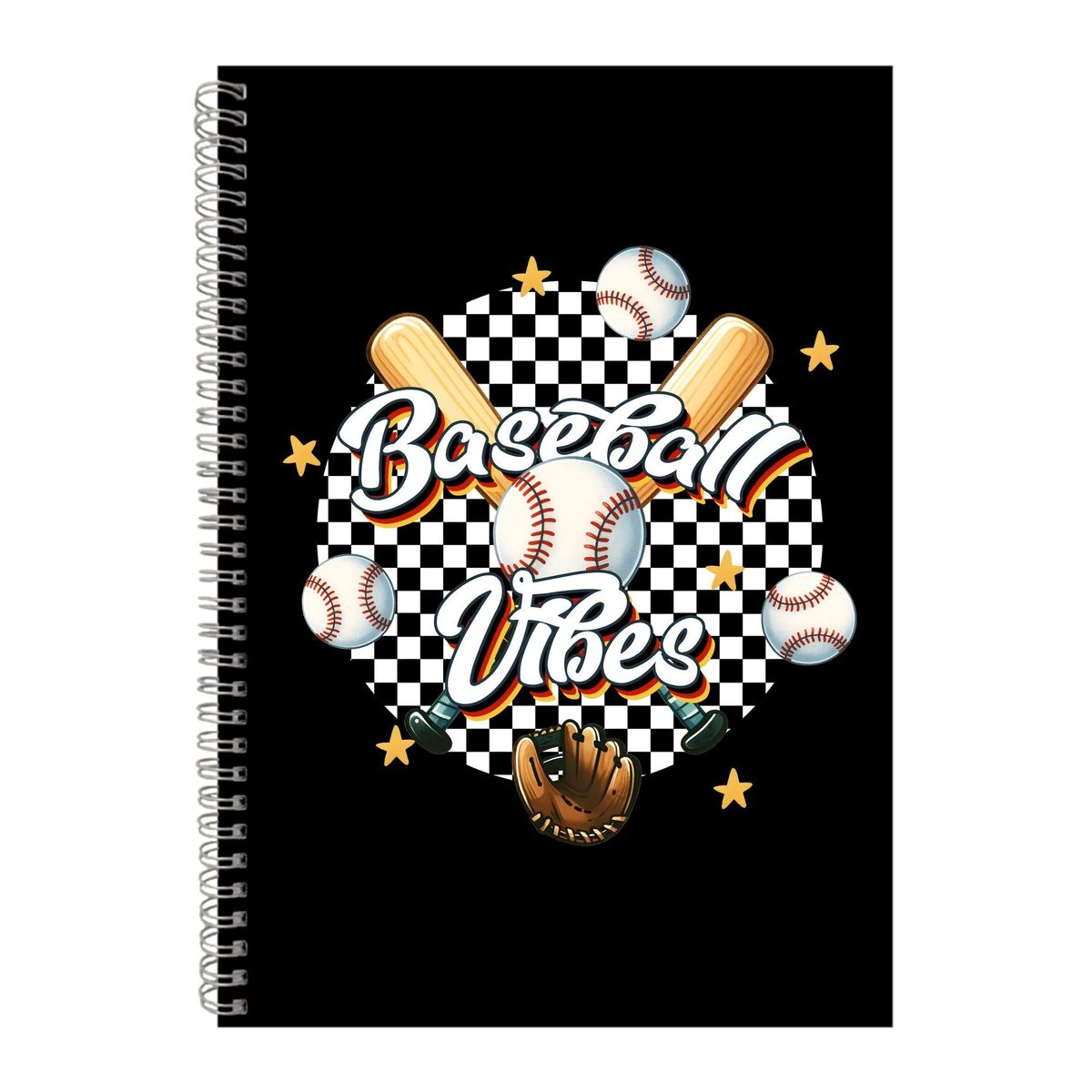 Vibes A4 Notebook Spiral Lined Baseball Graphic Softball Notepad Gift ...