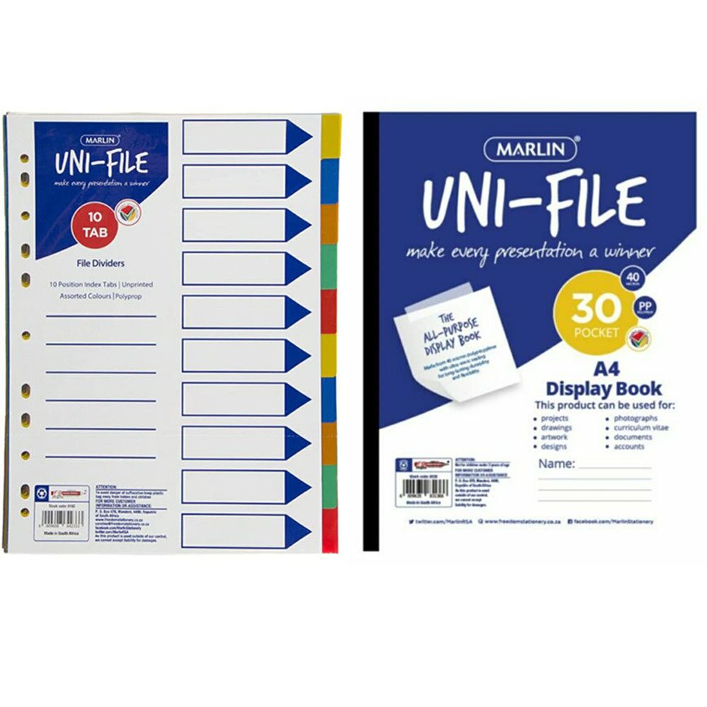 Marlin - File Dividers Bright Board (12 Month) & Uni-File Display Book ...