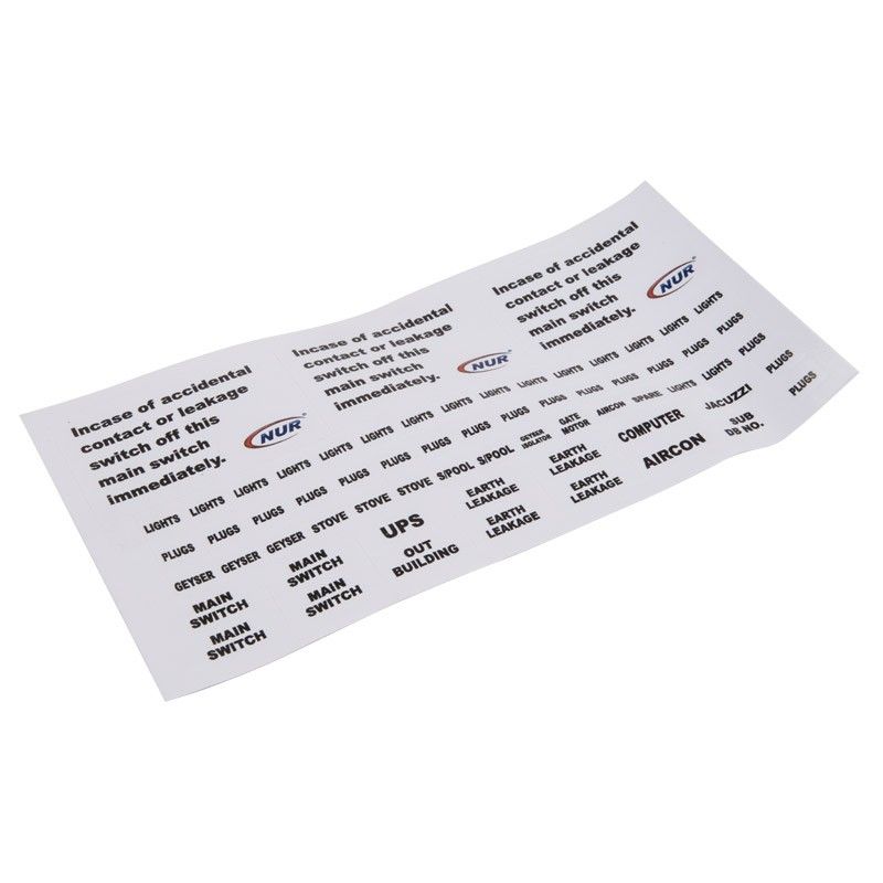 NUR - Distribution Board Accessory Label Sheet - Bulk Pack of 20 | Shop ...