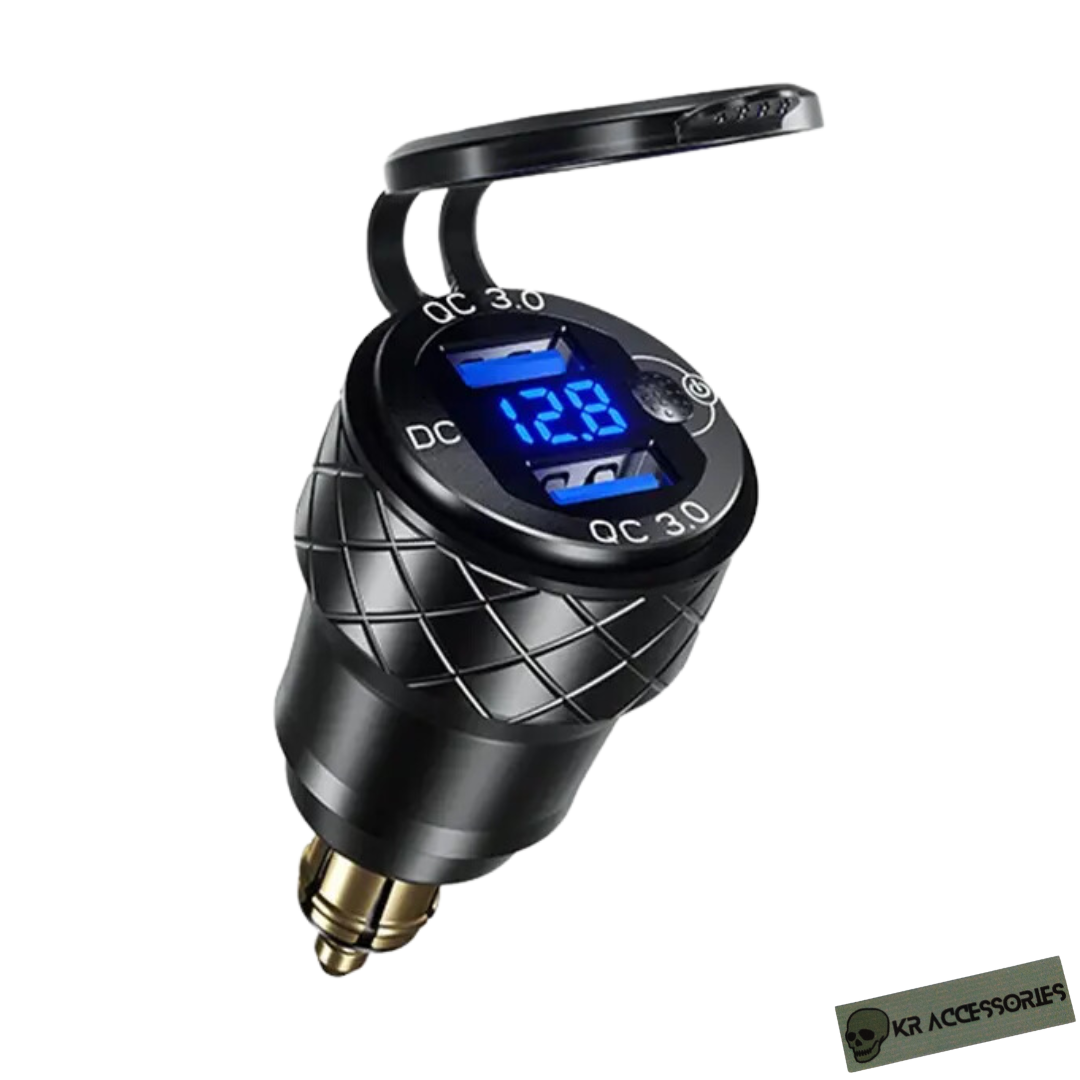 Aluminum Male Hella to Dual USB & Voltmeter (12V) | Shop Today. Get it ...