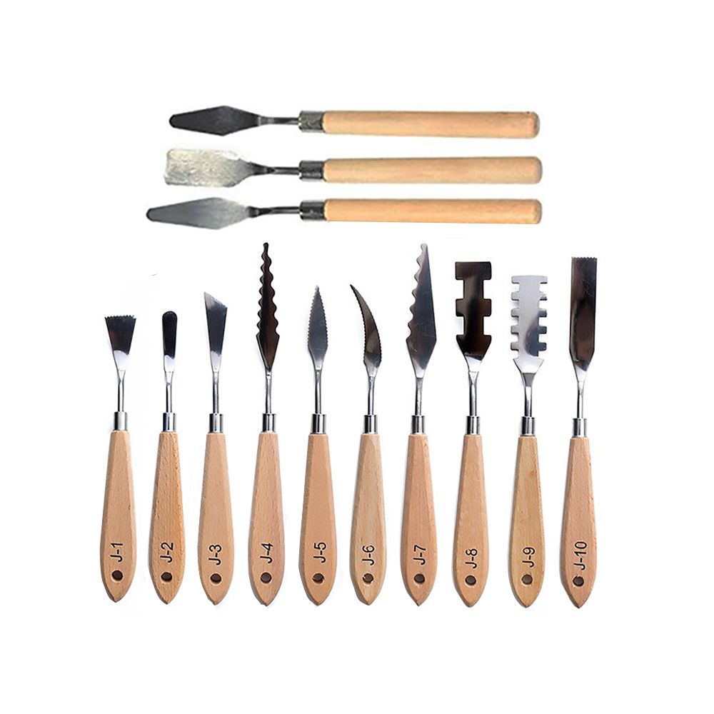 Stainless Steel Art Scraper Wooden Handle Art Palette Knife - Set Of 13 ...