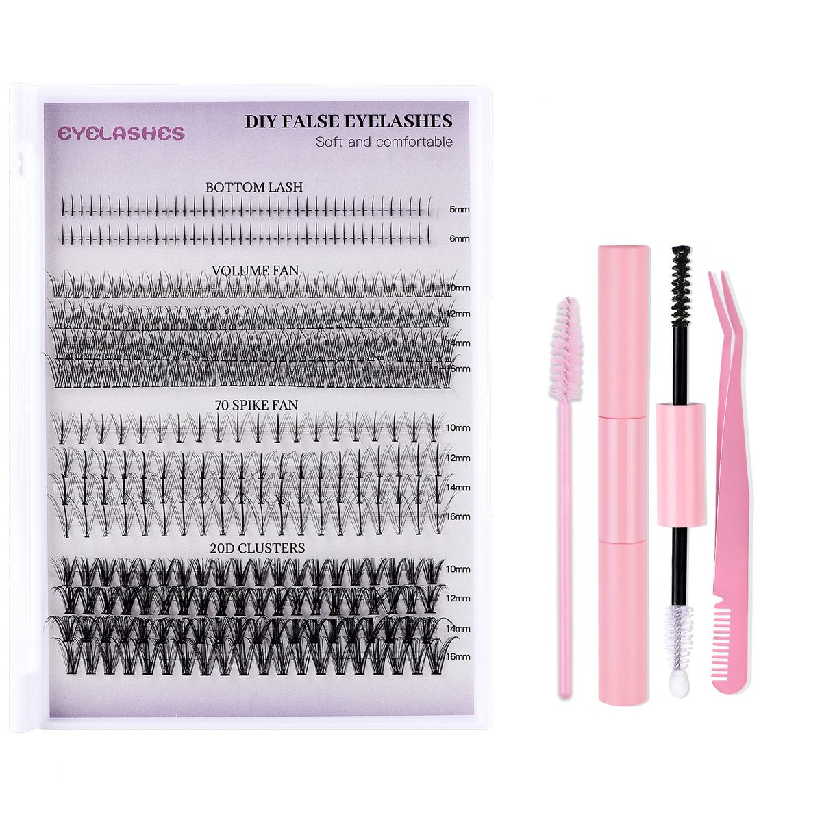 Lash Extension Kit Lash Clusters Multi-types Individual Lashes Natural ...