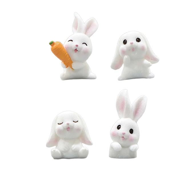 4 Piece Mini Cute Cartoon Rabbit Easter Bunny Landscape Ornament For ...