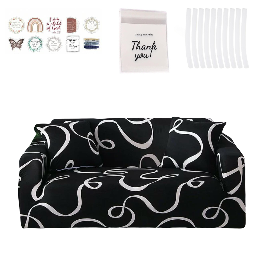 Couch Covers Stretch Black Stripes with Pillowcase Stickers & Foam ...