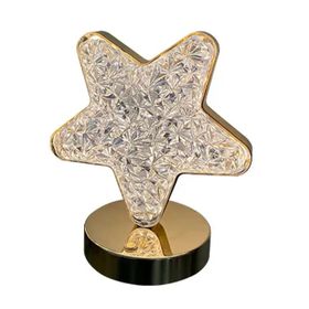 Rechargeable Bedroom LED Modern Acrylic Crystal Metal Star Table Lamp ...