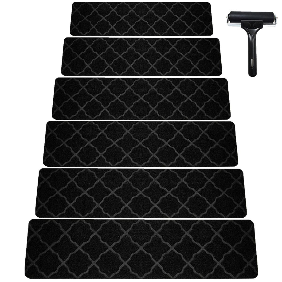 Anti Slip Stair Treads with Black Rubber Steel Frame Roller - 6-Piece ...