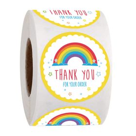 2 x 500Pcs/Roll "Rainbow Thank You" Sticker Sealing Labels Party ...