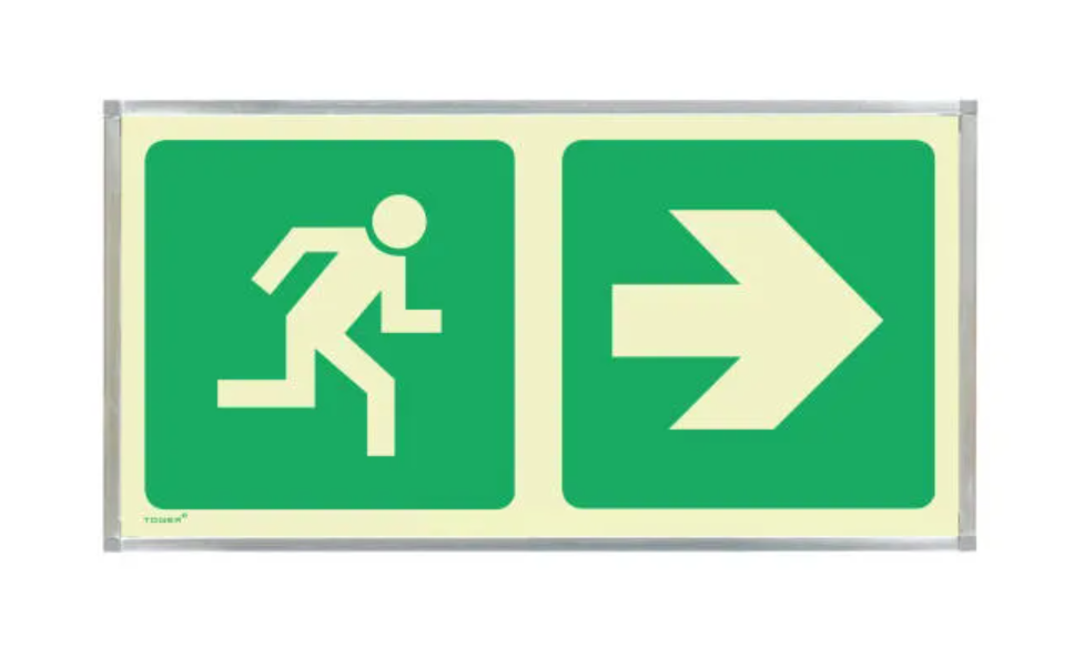 Emergency Safety Green Signage - Arrow pointing right and running ...