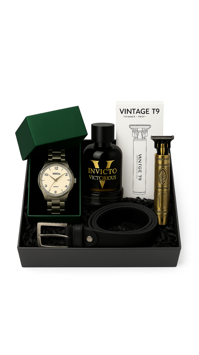 Luxury Men's Gift Box - Watch, Leather Belt, Hair Clipper & Cologne ...