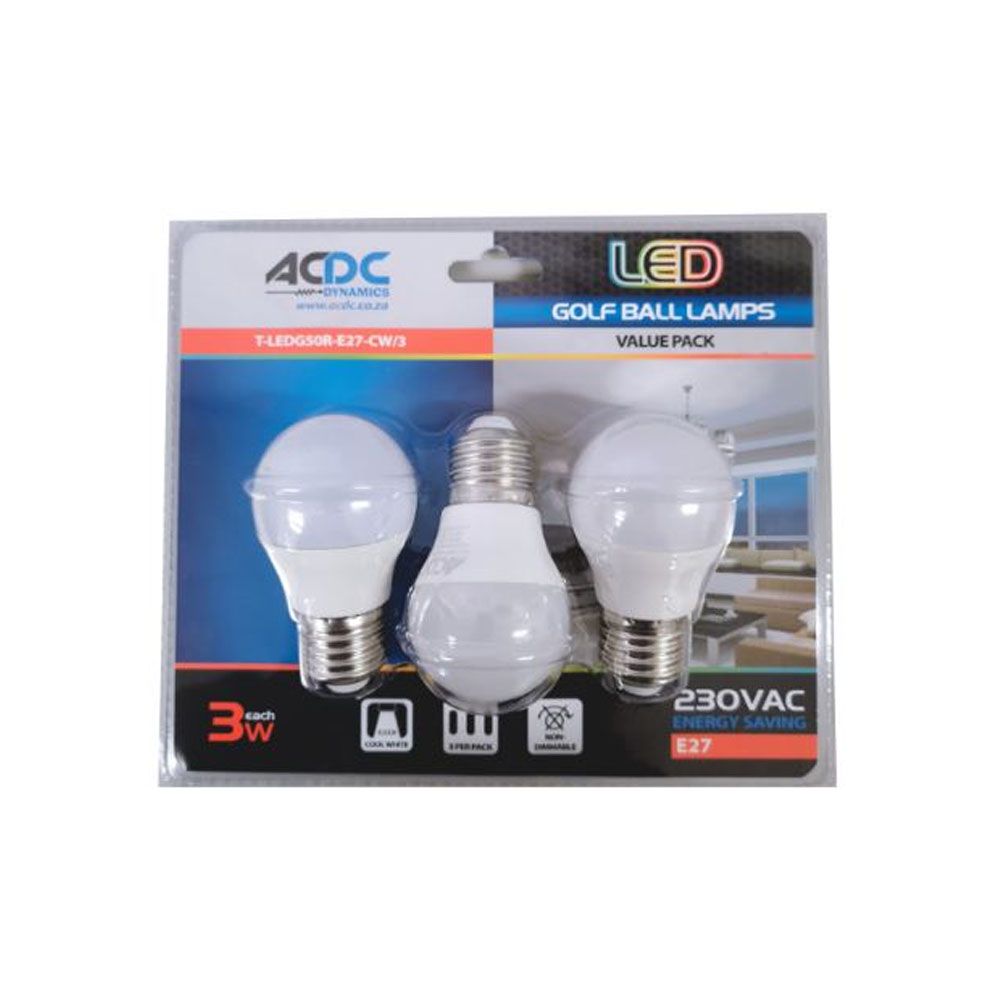 ACDC - 230VAC Warm White LED Lamp 3W E27 /3Pack | Shop Today. Get it ...