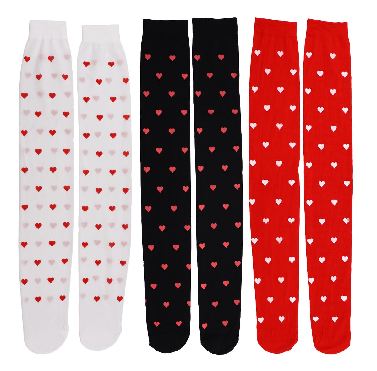 Set Of 3 Christmas Women Hold Up Stockings Party Tight Heart Design