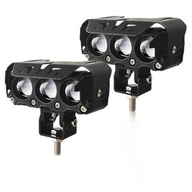 Motorcycle 30W LED Spotlights High And Low Beams Two-Color Lens 2Pcs ...