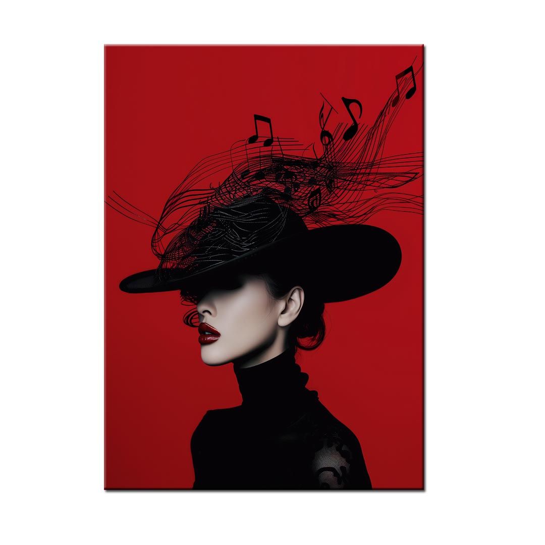 Canvas Art Red Black Lady With A Hat Wall Art Shop Today Get It