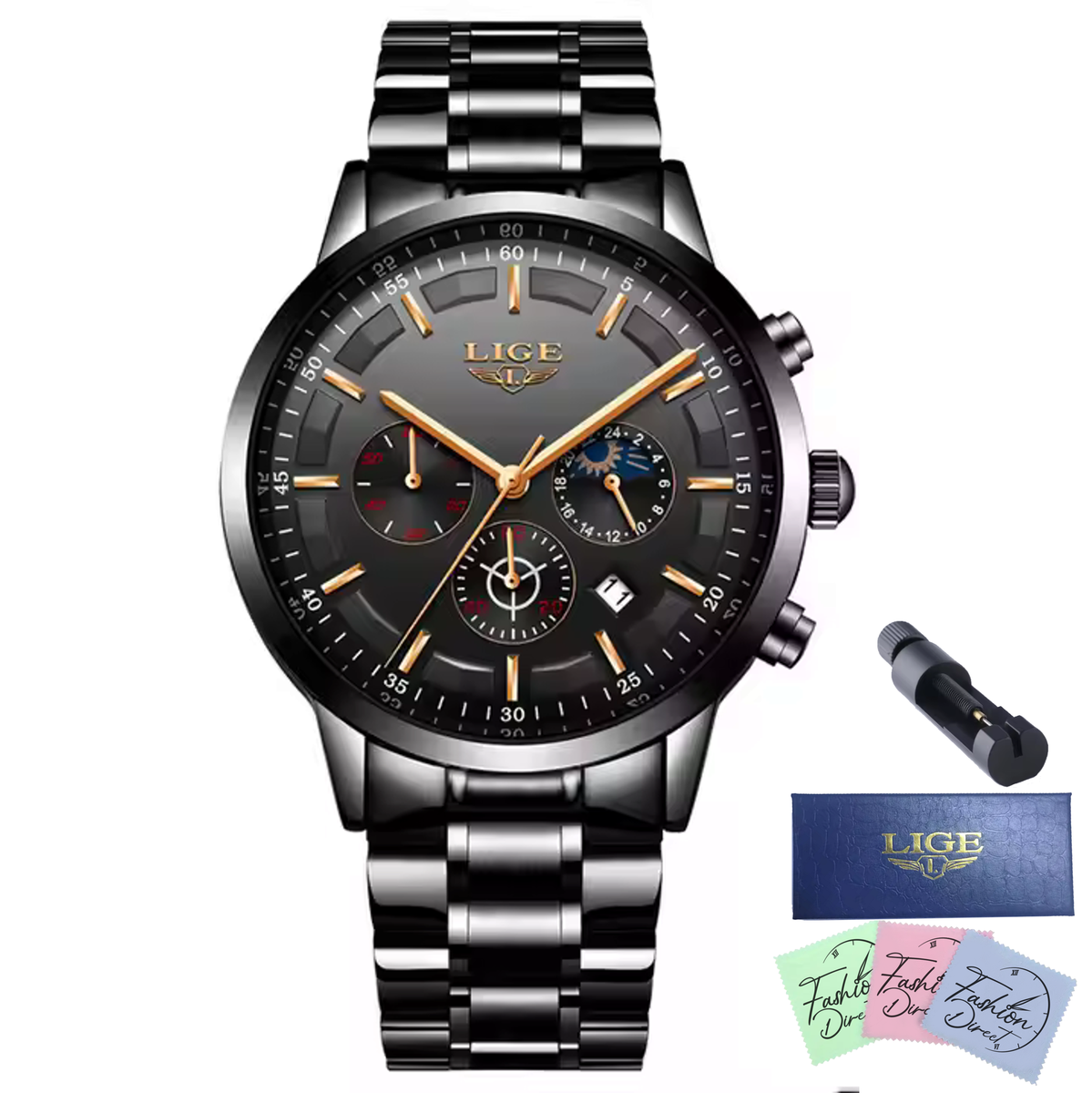 LIGE - Men Luxury Chronograph Stainless Steel Sport Watch | Shop Today ...