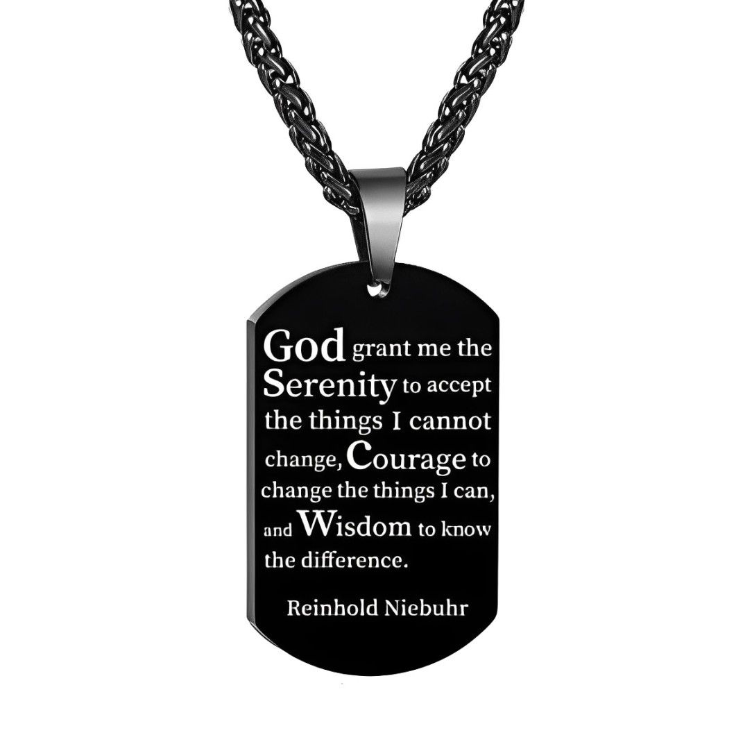 Dog Tag And Rope Chain Religious Bible Verse Serenity Prayer Psalm 29 