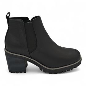 TTP Women Block Heel Ankle Boots with Elastic Panel and Side Zipper HTM ...