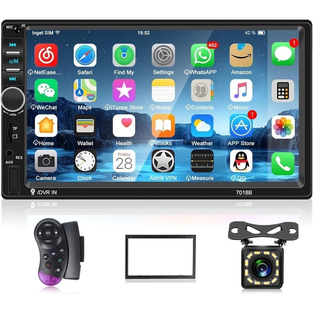 Double Din Car Stereo with Bluetooth and Backup Camera 7 Inch Touch ...