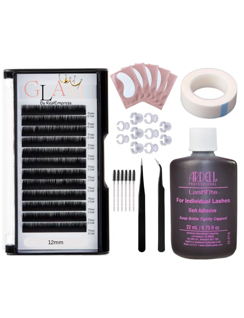 GLAM's Professional Individual Eyelash Extensions Kit (12mm) | Shop ...