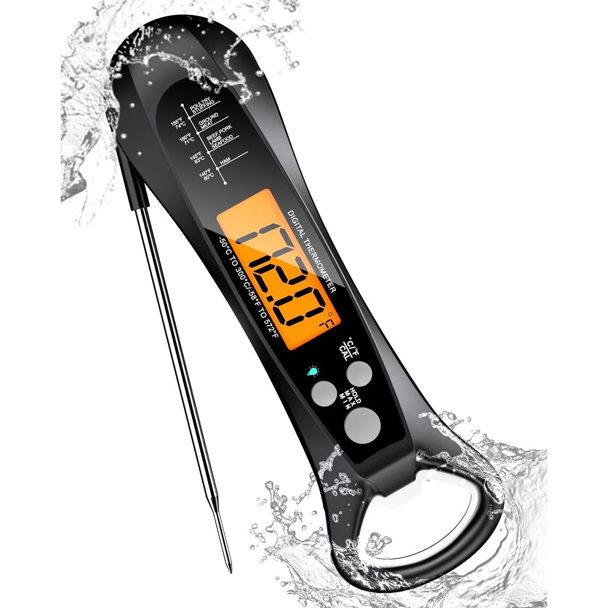 Digital Cooking Thermometer Instant Read Meat Thermometer Waterproof ...