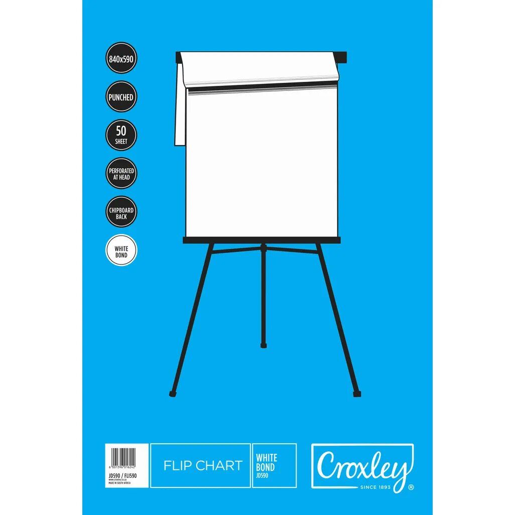 Croxley Flip Chart Pad 50 Sheets White Bond Perforated And Punched ...