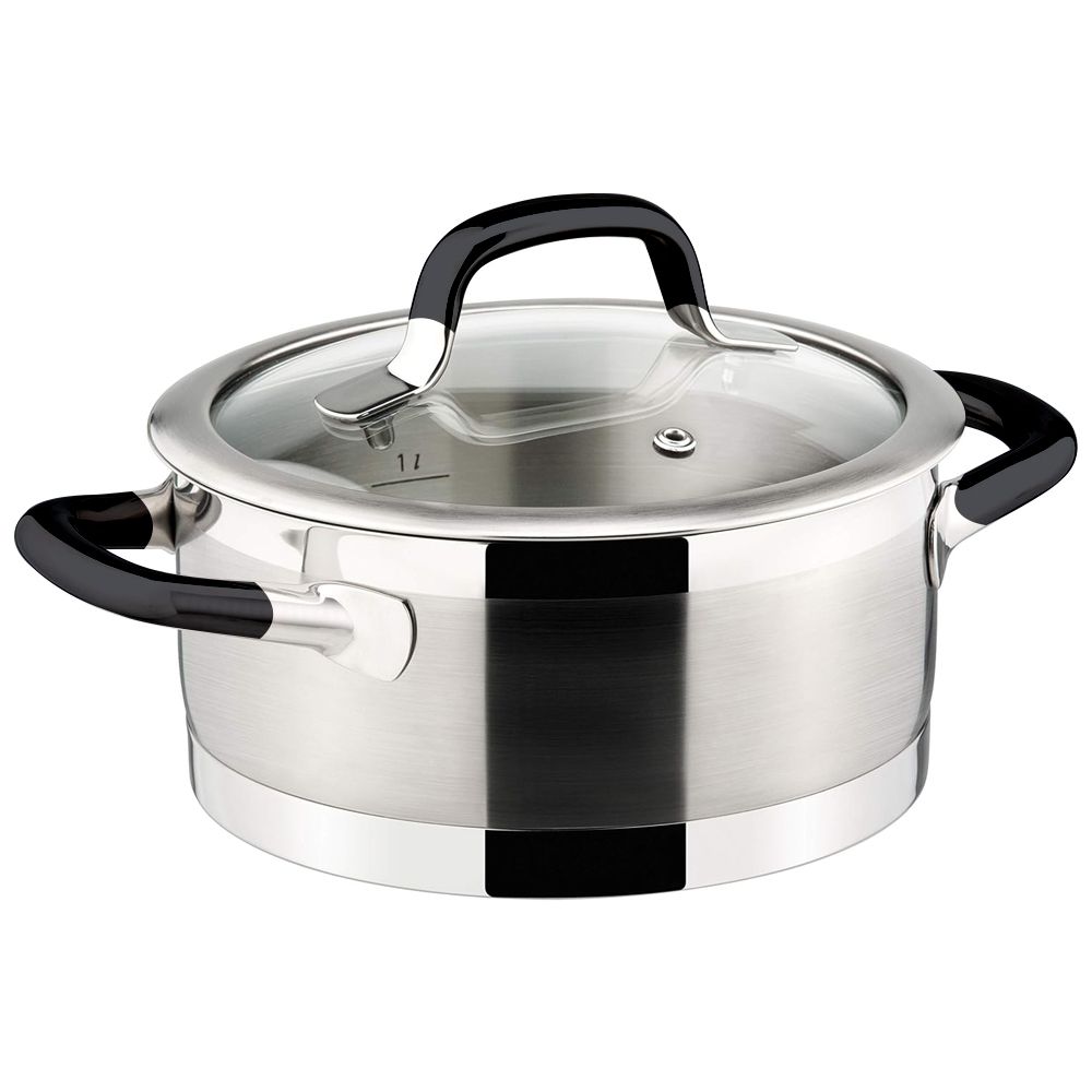 2.8 Litre - Stainless Steel Mirror Polished Heavy Cooking Pot with Lid ...