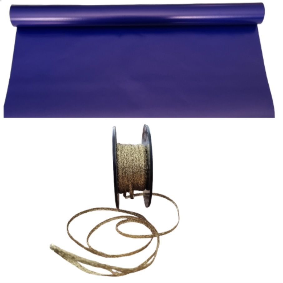 Navy Blue Wrapping Paper 10m Roll & Gold Lurex Ribbon Combo | Shop ...