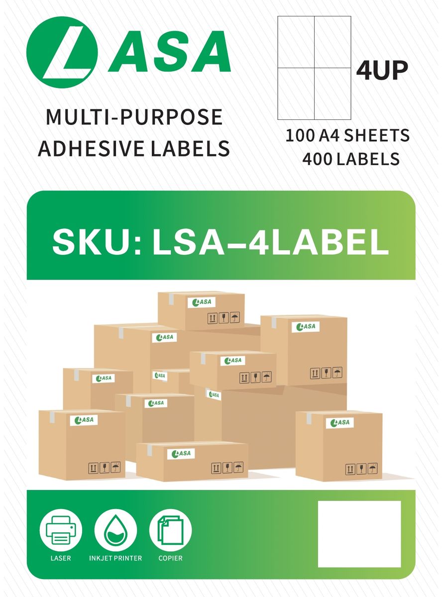 4UP Self Adhesive Label A4 Size 100 Sheets | Shop Today. Get it ...