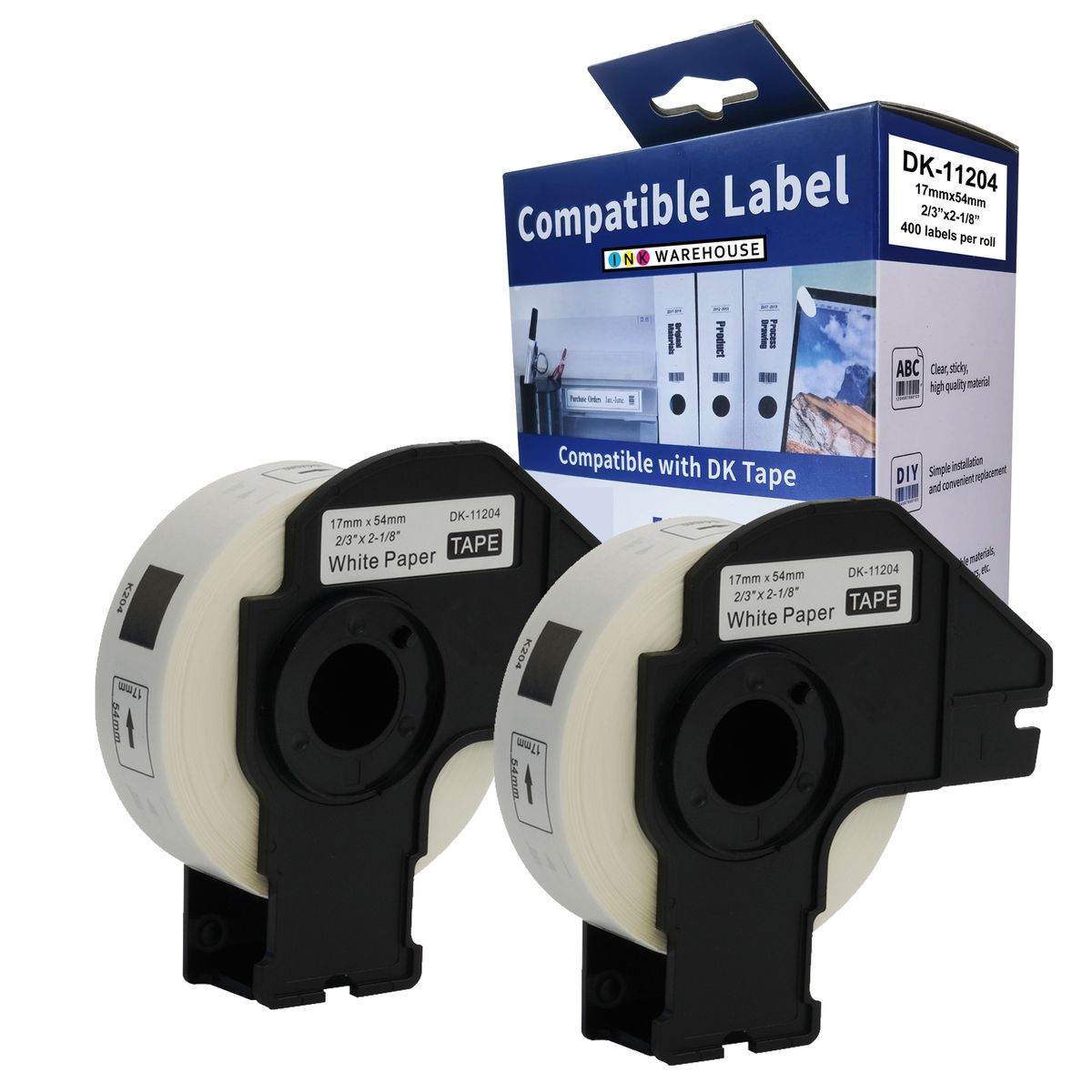 INKWAREHOUSE DK-11204 Multi-Purpose Thermal Labels (17mm x 54mm) X 2 ...