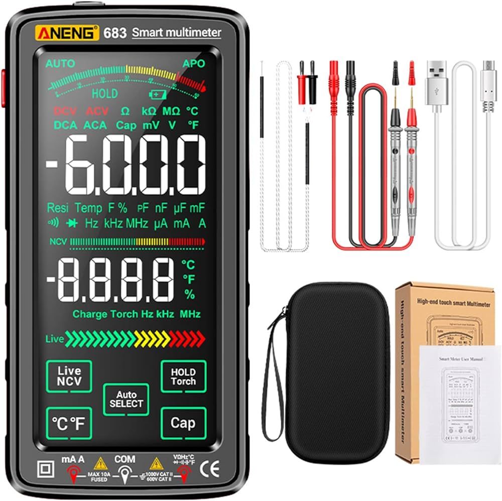 ANENG 683 Professional Touch Screen Rechargeable Multimeter Voltage ...