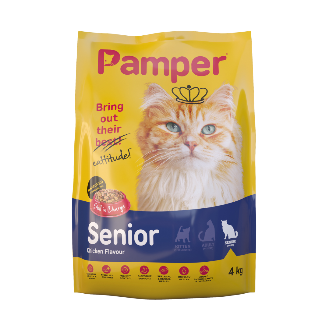 Pamper Senior Dry Cat Food Chicken Flavour (1 x 4 kg) | Shop Today. Get ...