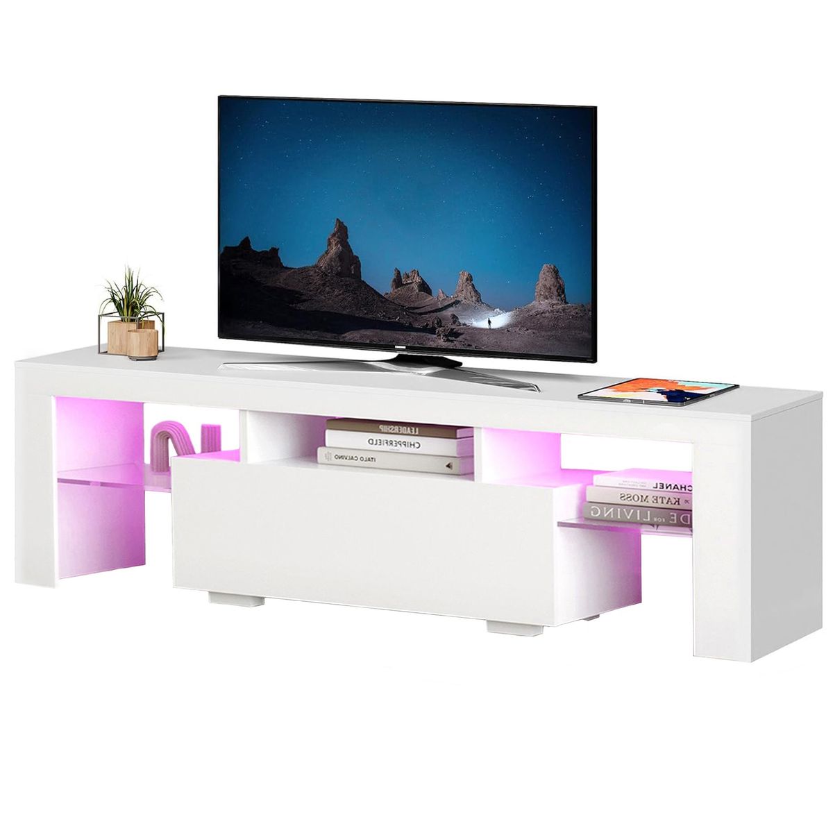 TV Stand with LED Light Media Console Storage Shelf | Shop Today. Get ...