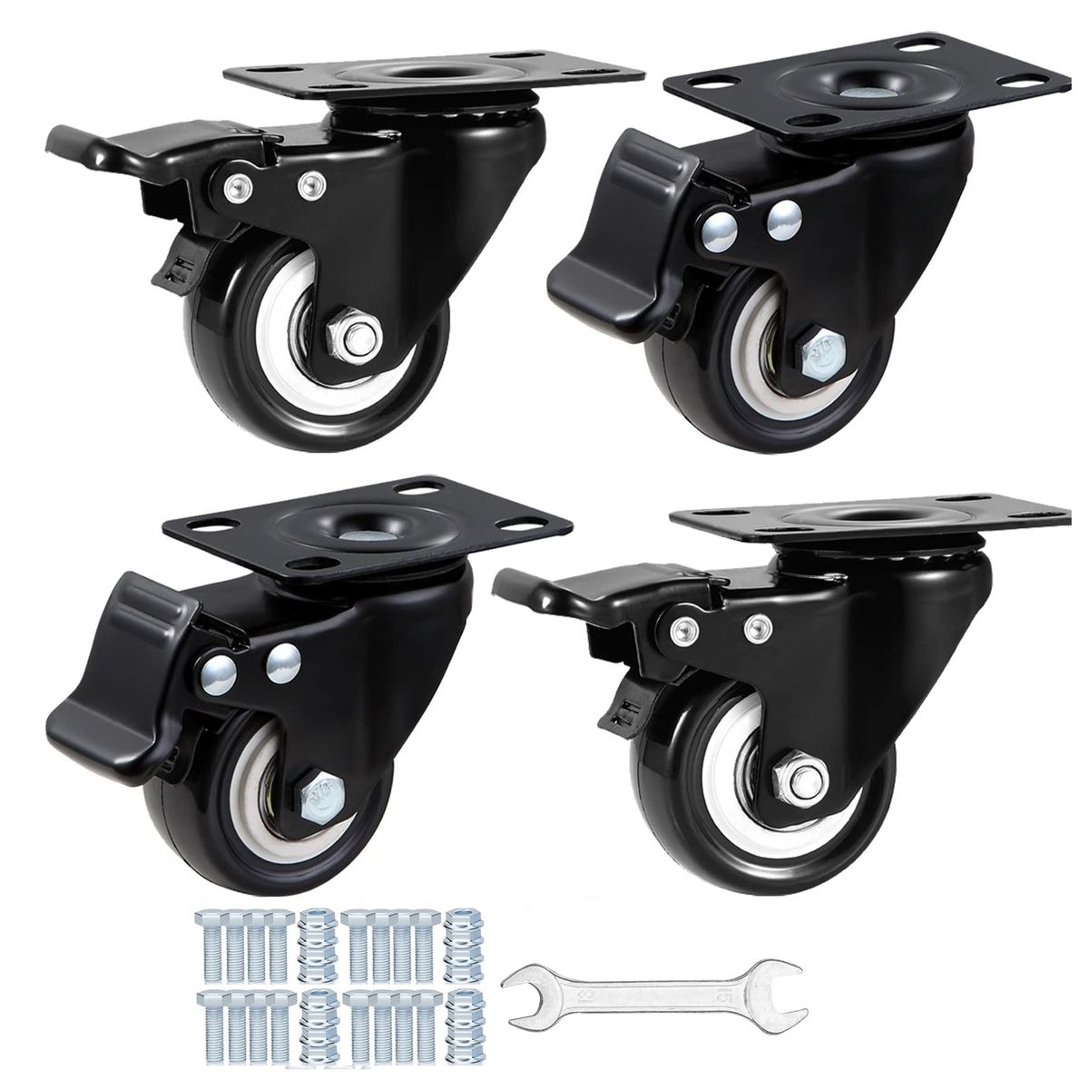 60mm-360 Swivel Rubber Locking Heavy Duty Silent Wheel With Brake ...