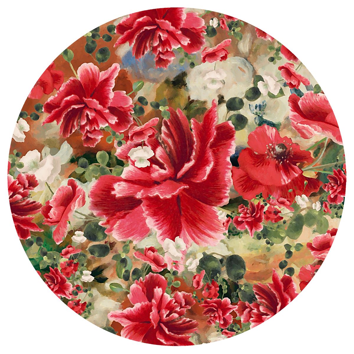 Painted Red Blooming Floral Round Tablecloth | Shop Today. Get it ...