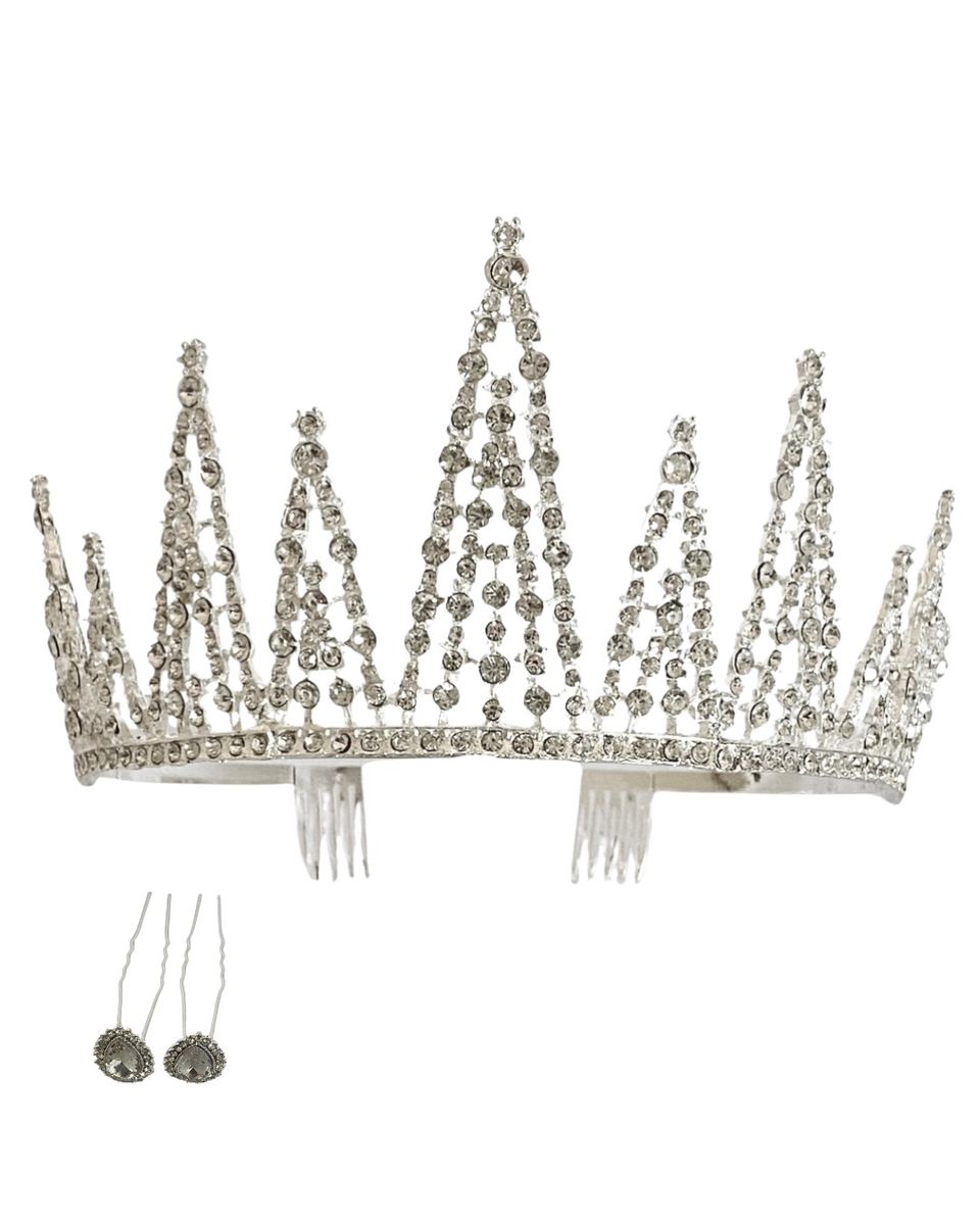 Rhinestone Crystal Tiara With 2 Rhinestone Hair Pins (03) | Shop Today ...