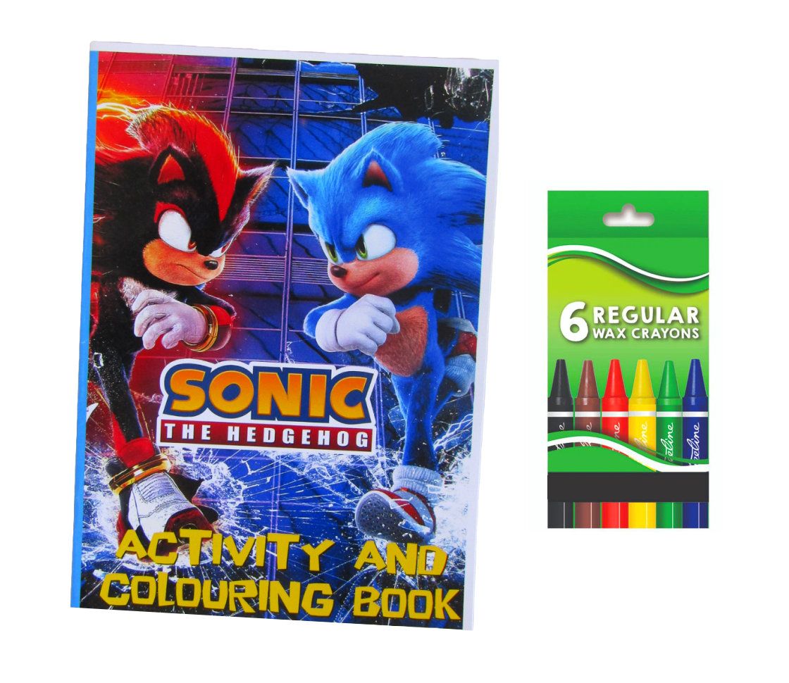 Sonic Activity and Colouring Book A5 plus 6 Wax Crayons - Set of 5 ...