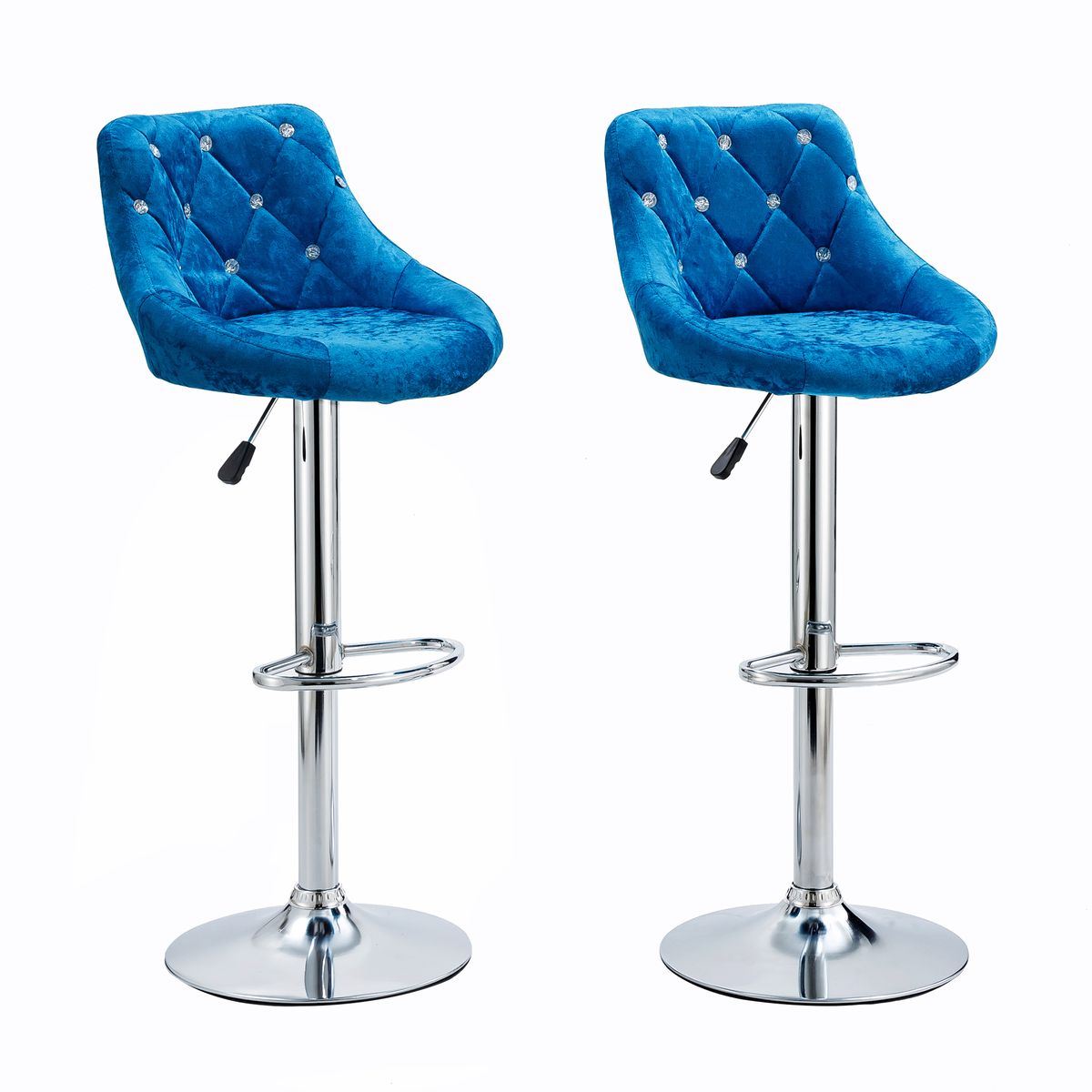 Velvet Bar Stools Adjustable Kitchen Chairs Set of 2 | Shop Today. Get ...