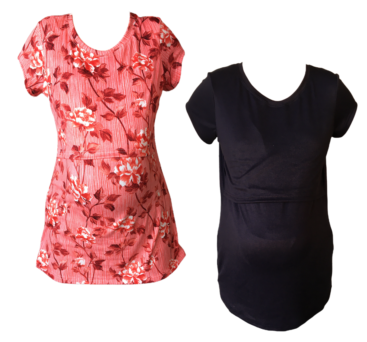 Maternity & Breastfeeding Cap Sleeve- 2 Pack-Pink Floral & Black | Shop ...