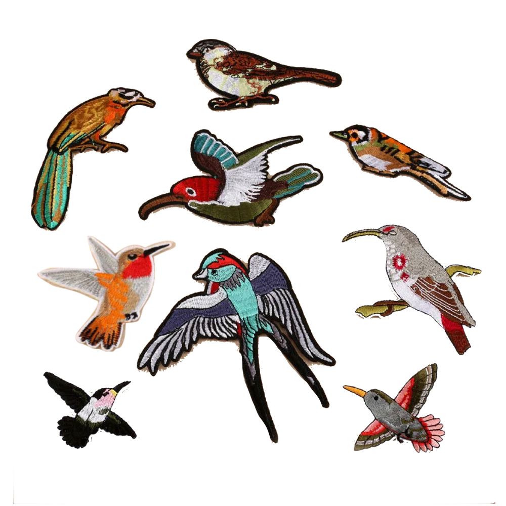 Craft Embroidered Patches Applique Bird Badges Set of 9 (8cm) | Shop ...