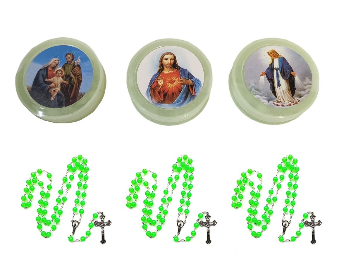 Rosary Glow In The Dark Set of 3 With Carry Container - Assorted ...