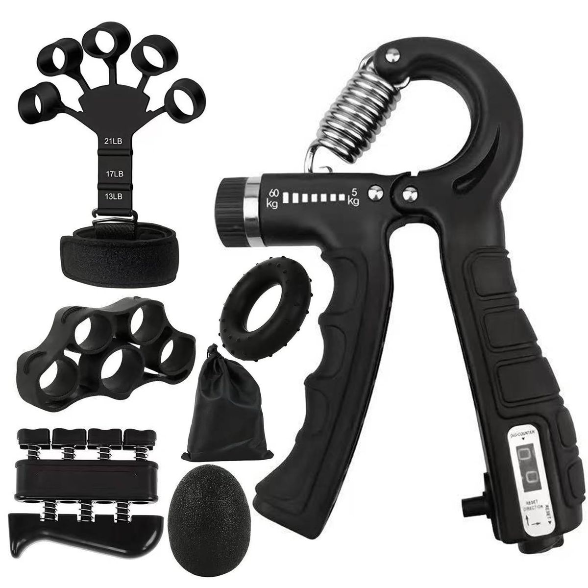 6 Pack Counting Hand Grip Trainer Set 5-60KG-Finger Exercise Kit | Shop ...