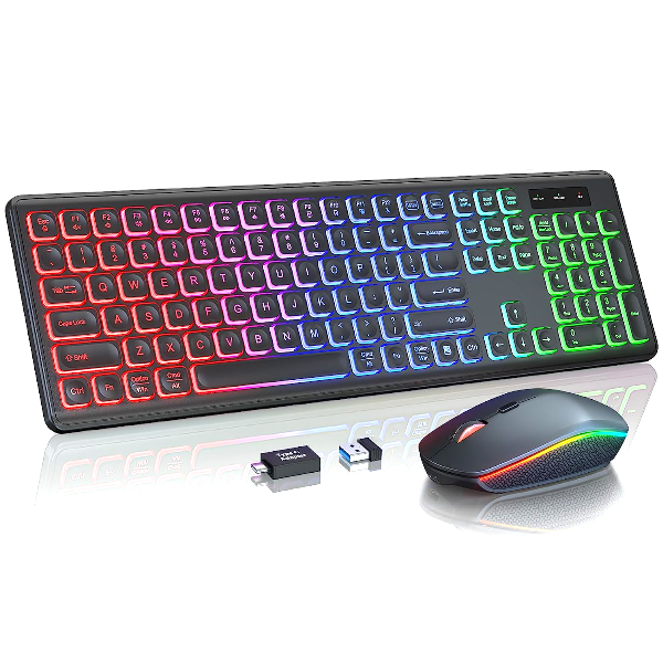 KL1 - Backlit Wireless Silent Keyboard & Mouse With RGB Lighting ... KL1 - Backlit Wireless Silent Keyboard & Mouse With RGB Lighting ...