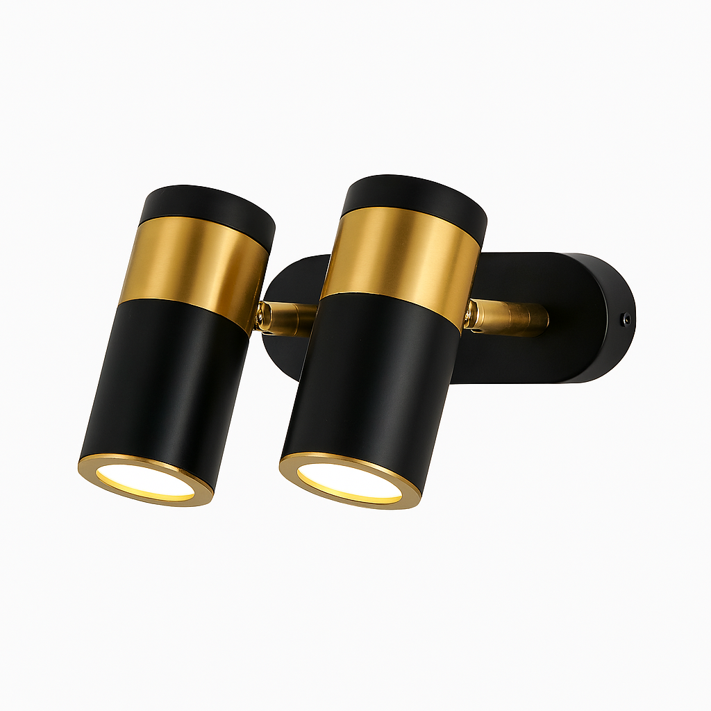 Ecomlight Dual-Head LED Wall Light 2×7W Adjustable Black & Gold ...