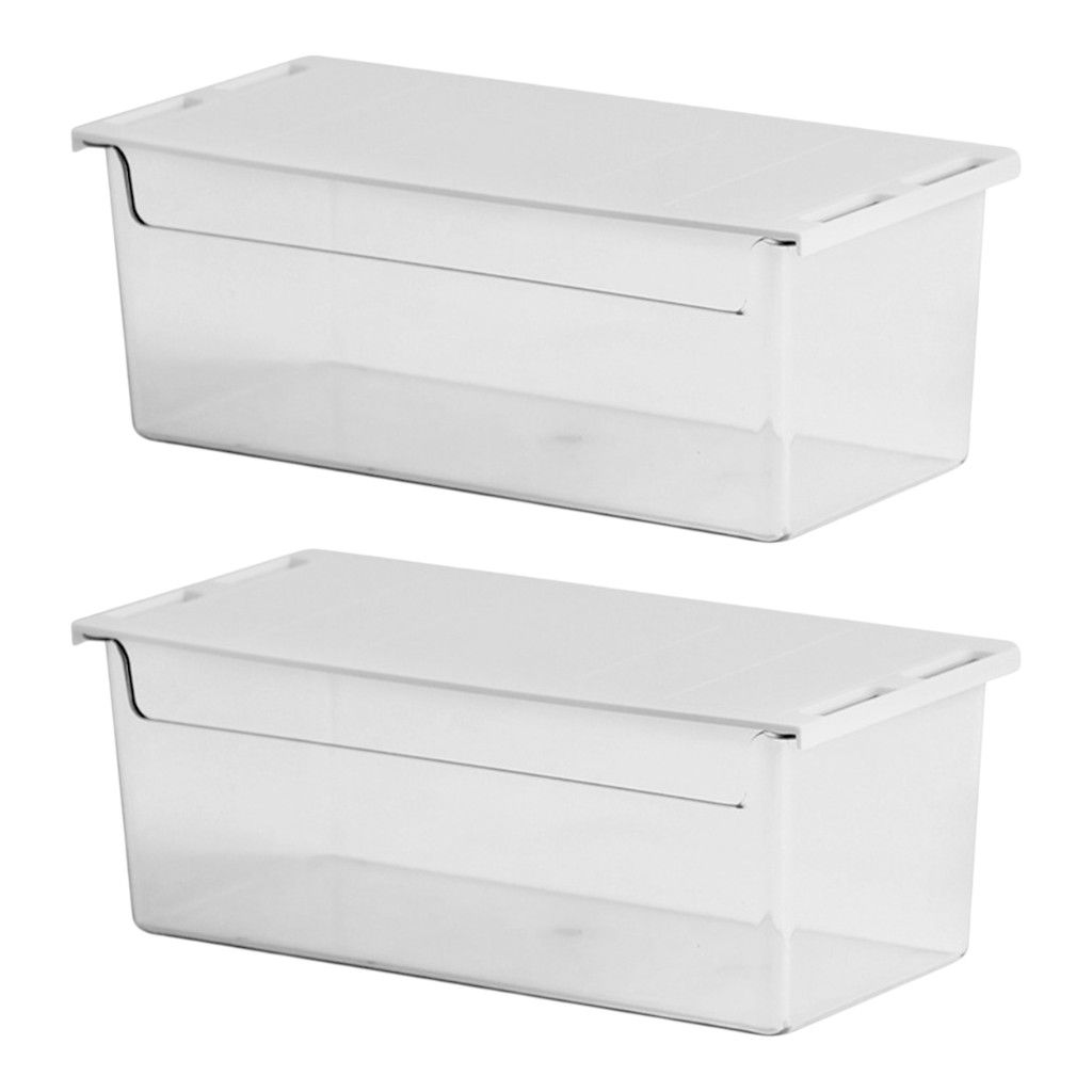 Small Adhesive Hanging Storage Box Organiser - Transparent - 2 Pack ...