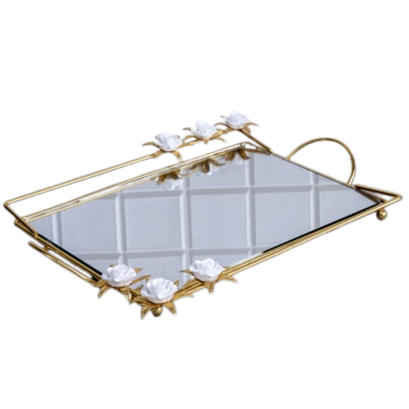 Rectangular Mirror Tray with White Roses | Shop Today. Get it Tomorrow ...