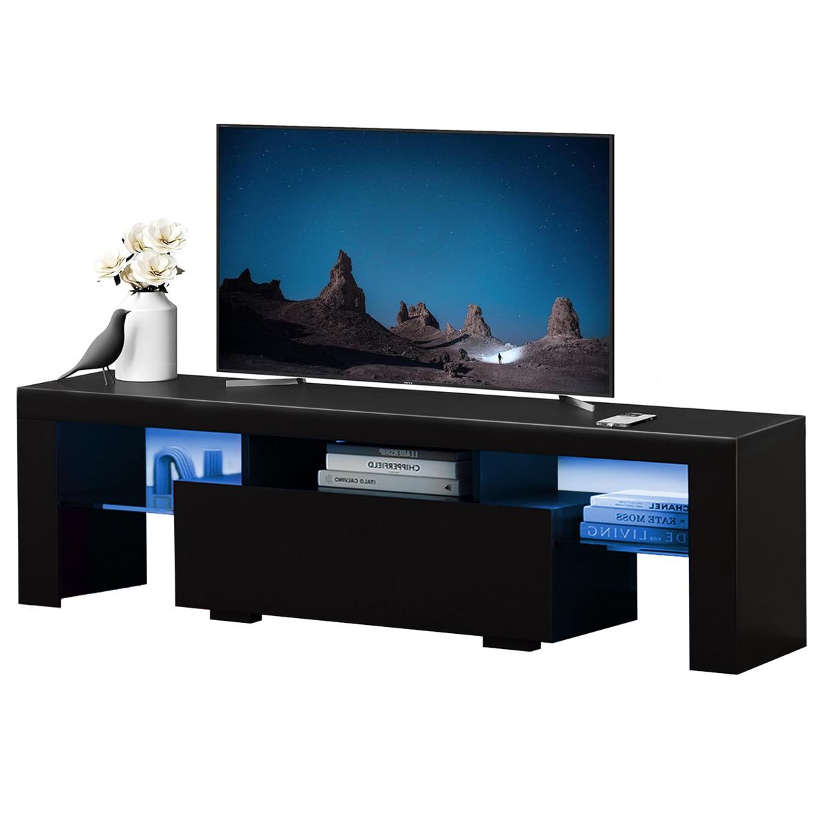 TV Stand with LED Light Media Console Storage Shelf | Shop Today. Get ...