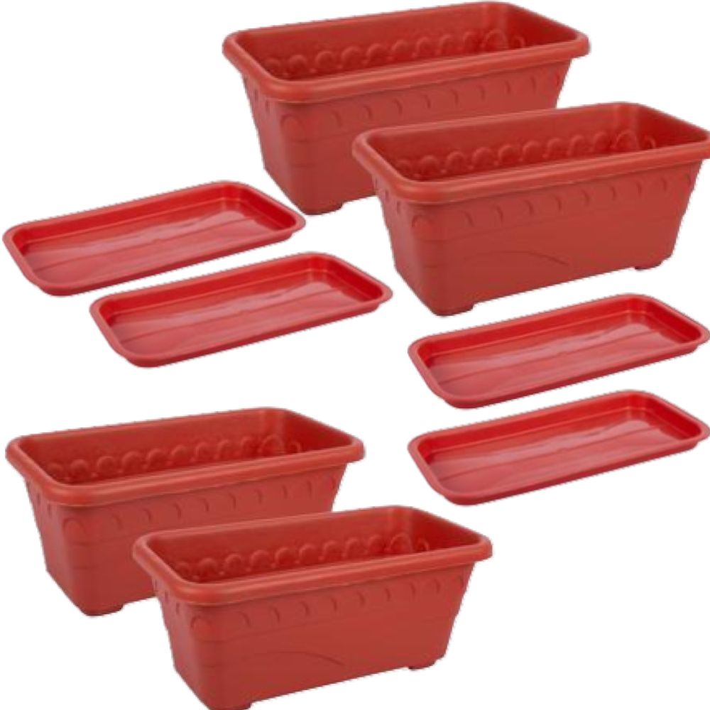 Garden Rectangle Pot Plant With Tray Medium Set of 4 (30cm) | Shop ...