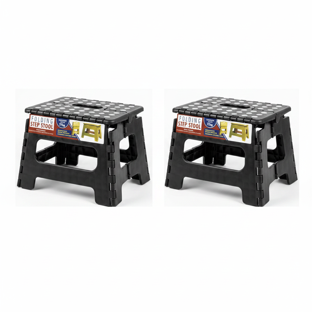 Durable Collapsible Step Stool - 25x21x21cm Black for Home Use - 2 Pack ...